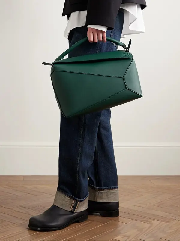 Loewe Puzzle Edge Large Leather Messenger Bag - Green | Editorialist