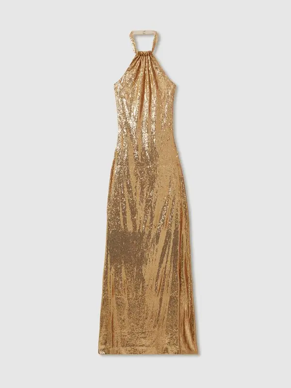 gold dress tulle Gold Starry Midi Dress– Teuta Matoshi main image 1