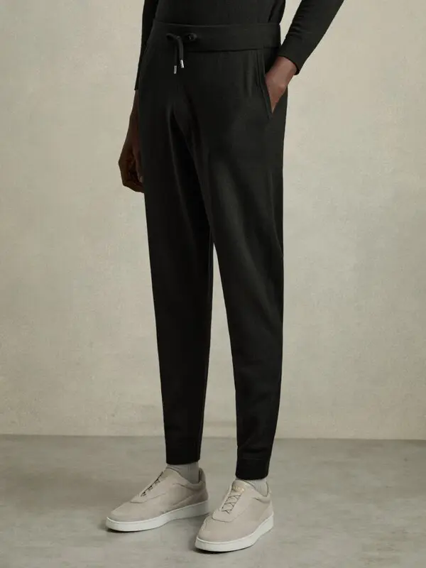 REISS Billings Merino-blend Stretch Joggers - Black