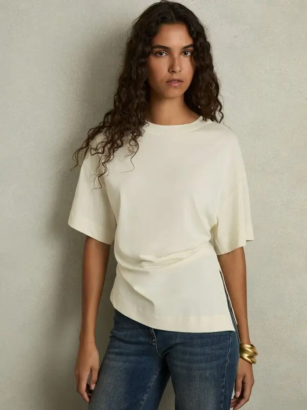 REISS Audrey Draped T-shirt - Ivory