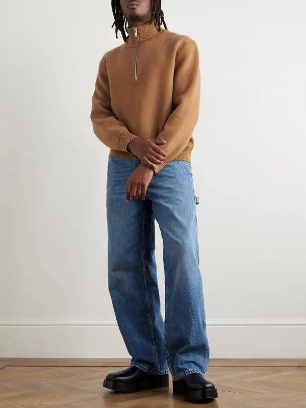 Bottega Veneta Ribbed Cashmere-blend Half-zip Sweater