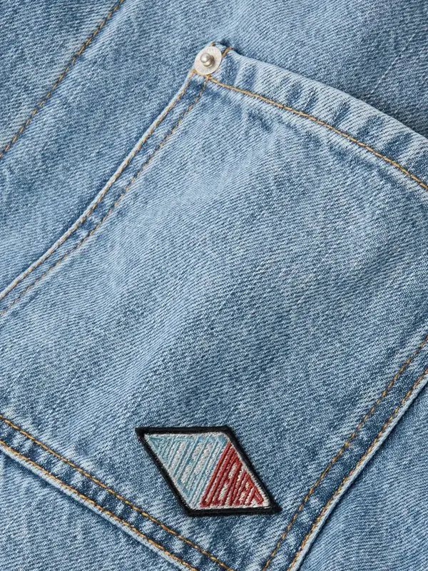 Bottega Veneta Logo-appliquéd Suede-trimmed Denim Jacket - Blue