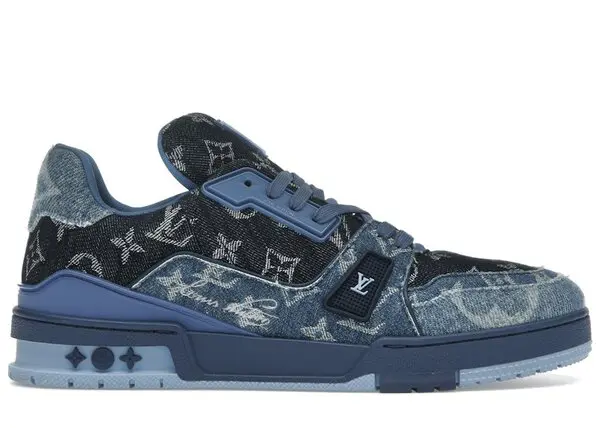 LOUIS VUITTON Trainer Patchwork Monogram Denim Sneakers - Blue