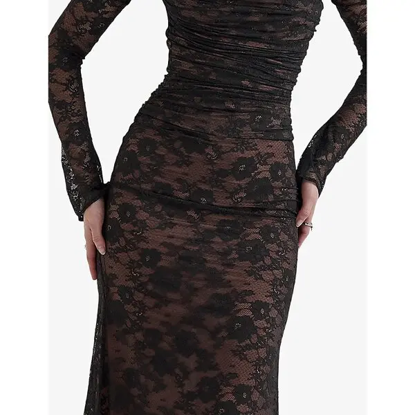 House Of Cb Artemis Corseted Lace Maxi Dress - Black | Editorialist