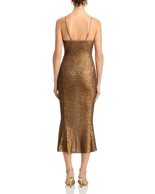 Norma Kamali Sequin Fishtail Midi Dress
