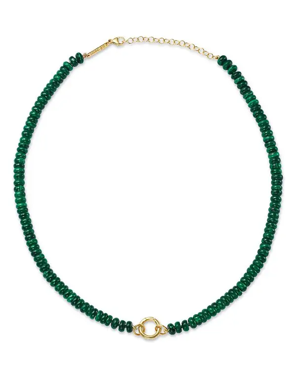 Zoe Chicco 14k Yellow Gold Malachite Beaded Necklace - Green/ Gold
