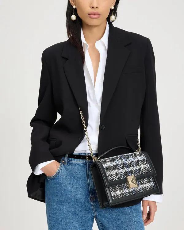 Kate Spade New York Deco Plaid Tweed Chain Shoulder Bag