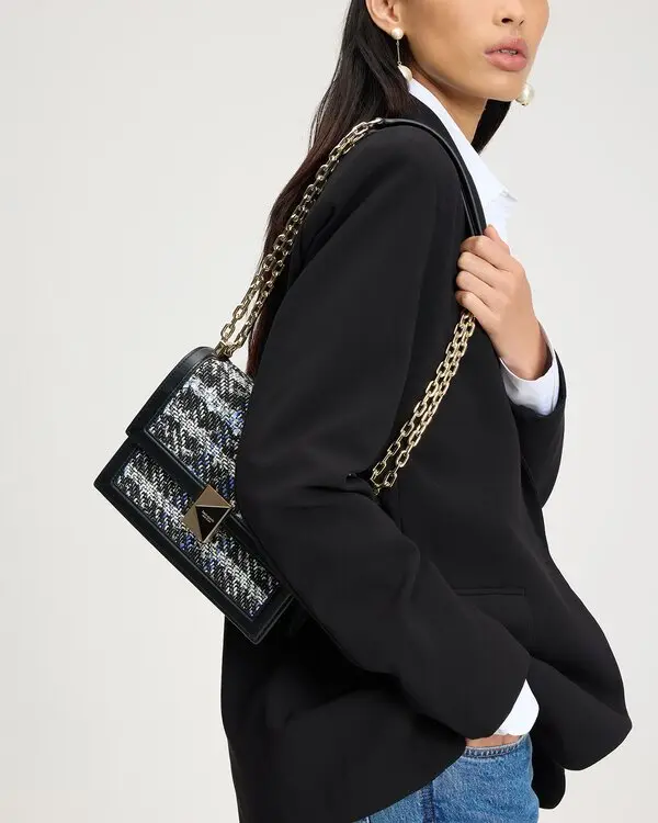 Kate Spade New York Deco Plaid Tweed Chain Shoulder Bag