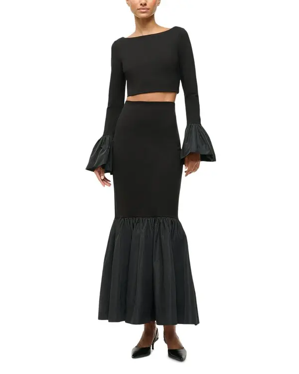 Staud Paige Bell Sleeve Top - Black