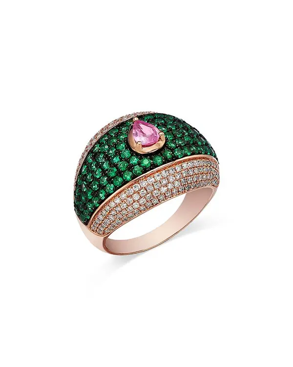 Bloomingdale'S Emerald, Pink Sapphire & Diamond Ring - Green/pink