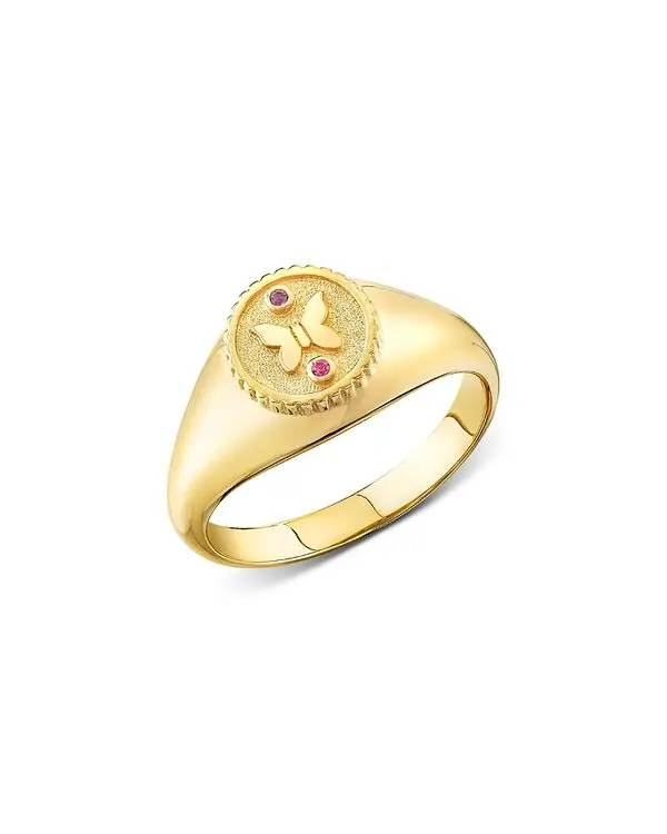 SYDNEY EVAN Wicked X 14k Yellow Glinda Signet Ring - Gold