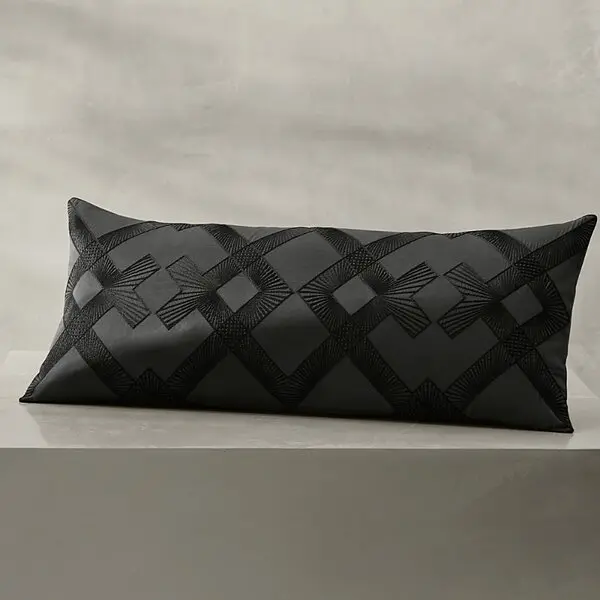 BOLL & BRANCH Reserve Moderne Embroidered Lumbar Pillow With Insert