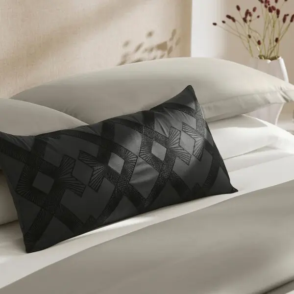 BOLL & BRANCH Reserve Moderne Embroidered Lumbar Pillow With Insert