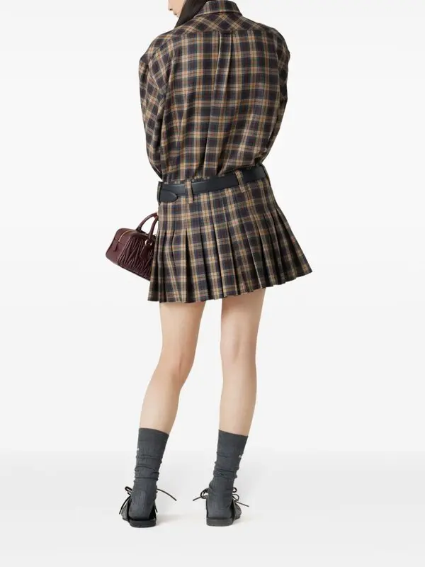 Miu Miu Pleated Tartan Mini Skirt