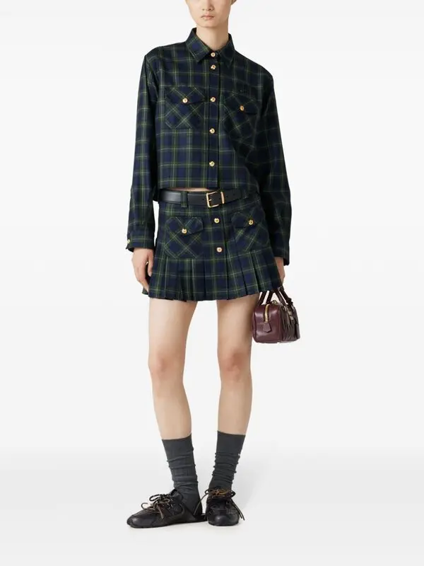 Miu Miu Pleated Tartan Miniskirt
