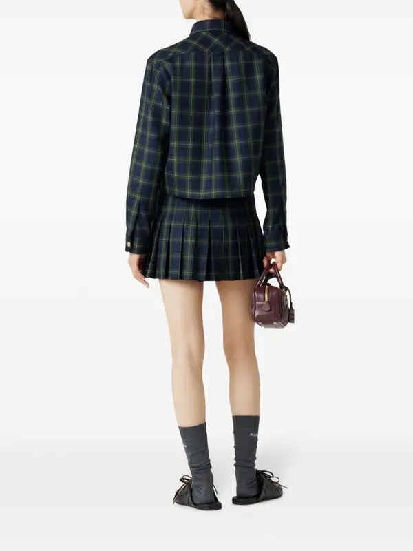 Miu Miu Pleated Tartan Miniskirt