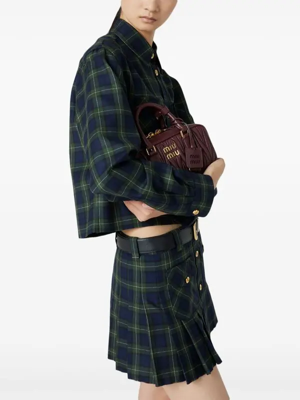 Miu Miu Pleated Tartan Miniskirt