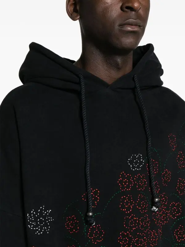 GLASS CYPRESS Floral-embroidered Hoodie