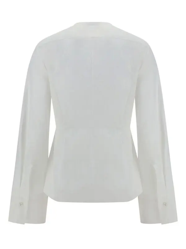 QUIRA Cotton Button-up Shirt With Round Neck