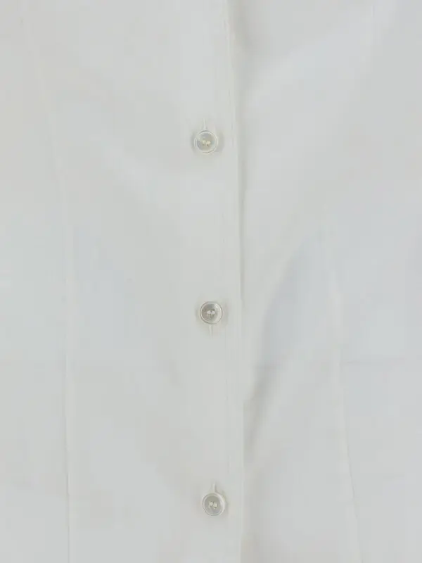 QUIRA Cotton Button-up Shirt With Round Neck