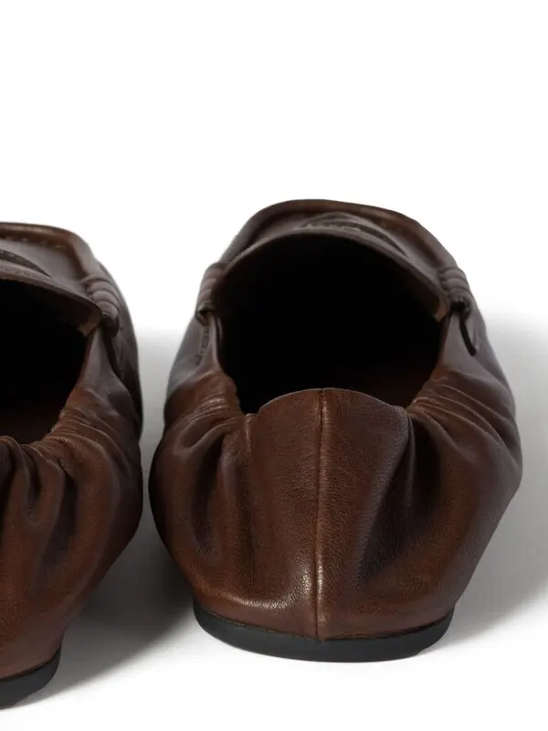 Miu Miu Embossed-logo Loafers - Brown
