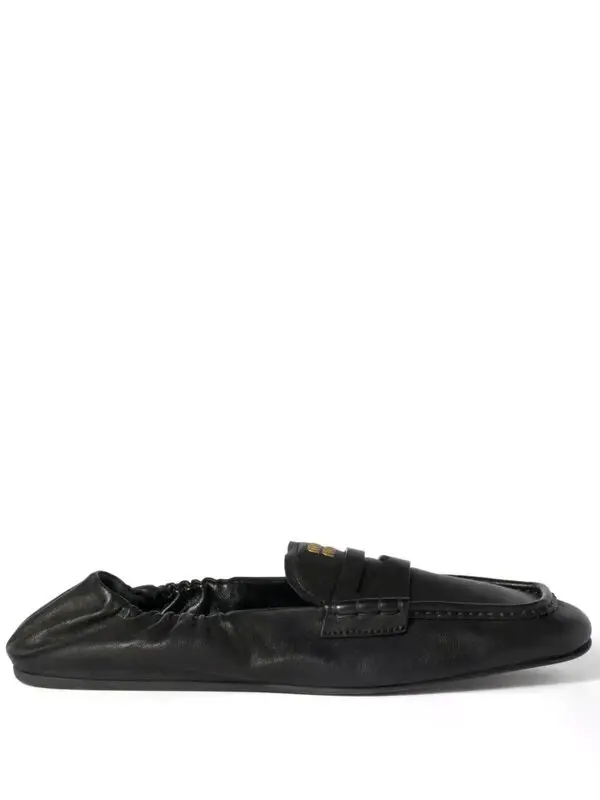Miu Miu Embossed-logo Loafers - Black