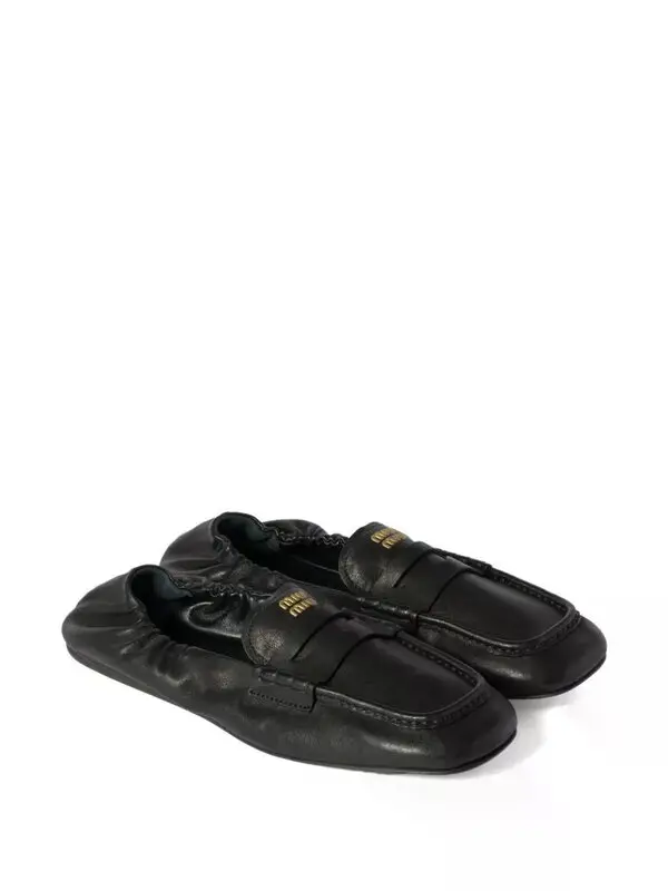 Miu Miu Embossed-logo Loafers - Black