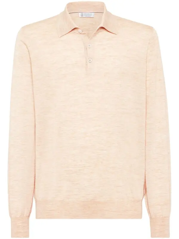 Brunello Cucinelli Cashmere-silk Knitted Polo Shirt - Orange