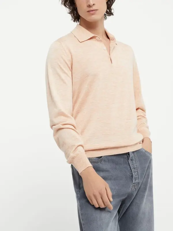 Brunello Cucinelli Cashmere-silk Knitted Polo Shirt - Orange