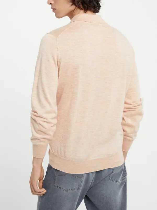 Brunello Cucinelli Cashmere-silk Knitted Polo Shirt - Orange