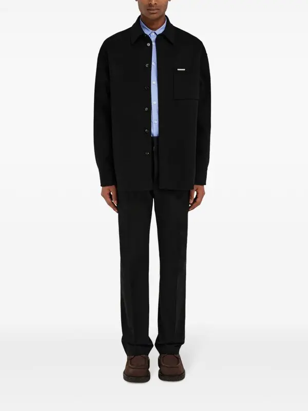 FERRAGAMO Logo-plaque Buttoned Shirt Jacket - Black