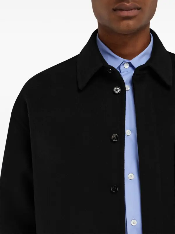FERRAGAMO Logo-plaque Buttoned Shirt Jacket - Black