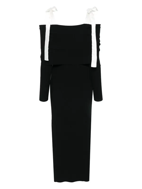 ROTATE BY BIRGER CHRISTENSEN Off-shoulder Knitted Maxi Dress