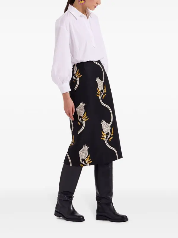 La DoubleJ Floral Embroidered Pencil Skirt