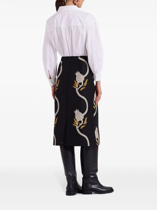 La DoubleJ Floral Embroidered Pencil Skirt