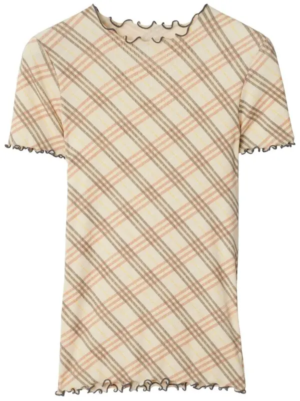 Burberry Check Knit T-shirt - Neutrals