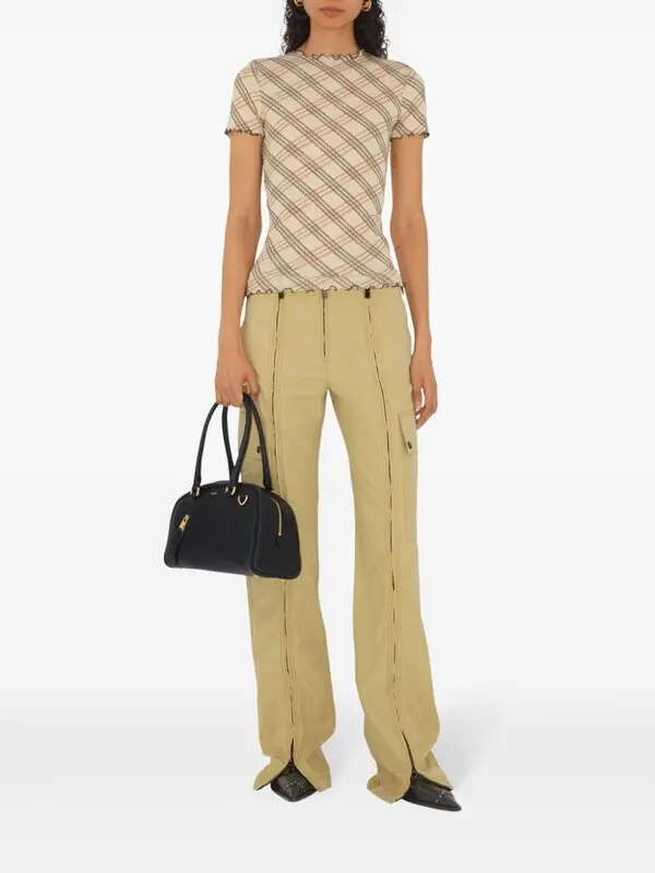 Burberry Check Knit T-shirt - Neutrals