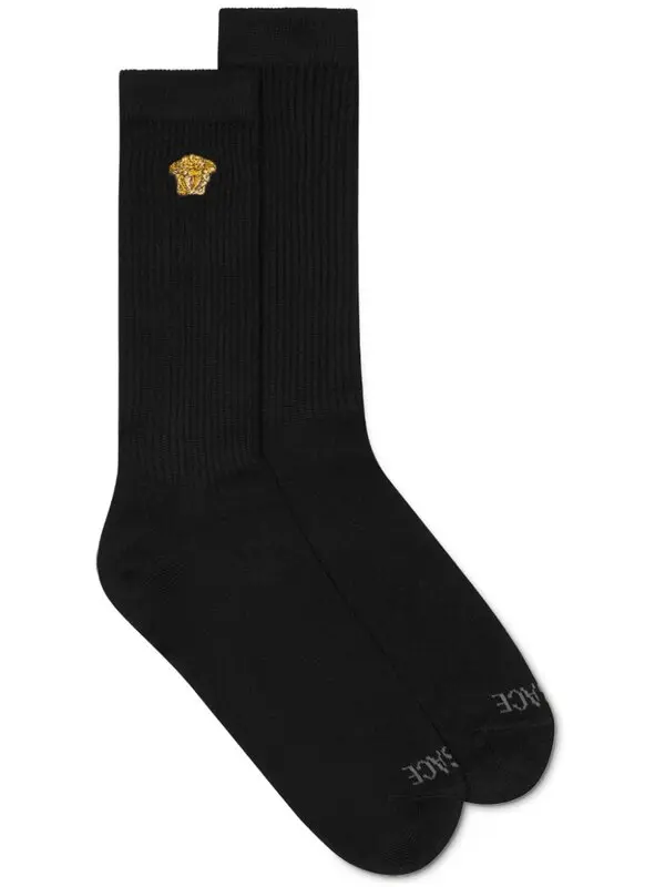 Versace Medusa Embroidered Socks - Black