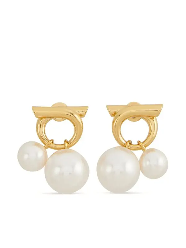 FERRAGAMO Faux-pearl Embellished Drop Earrings - Gold