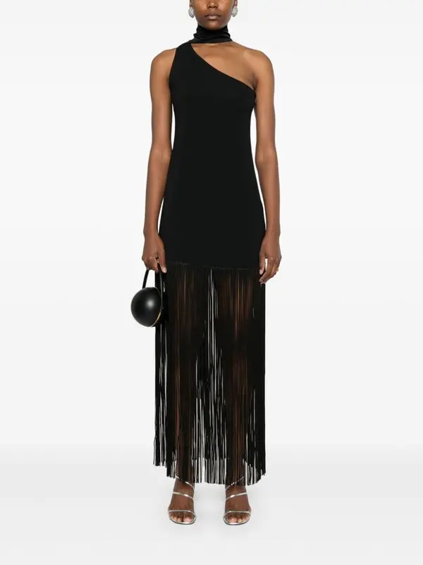 TALLER MARMO Asymmetric Fringed Dress
