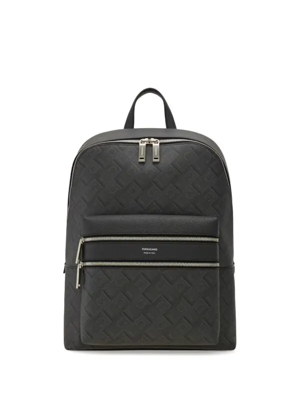 FERRAGAMO Embossed Gancini Backpack - Grey