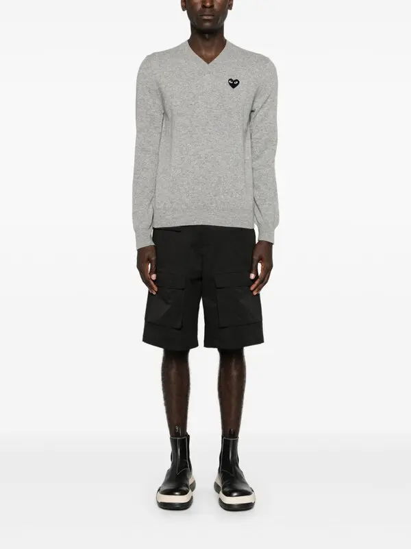 Play Comme Des Garcon Mélange-effect Wool Jumper - Grey