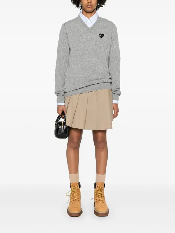 Play Comme Des Garcon Mélange-effect Wool Jumper - Grey