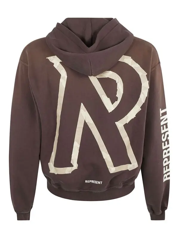Represent Logo-Tape Zip-Up Hoodie In Brown - 63% Off | Editorialist