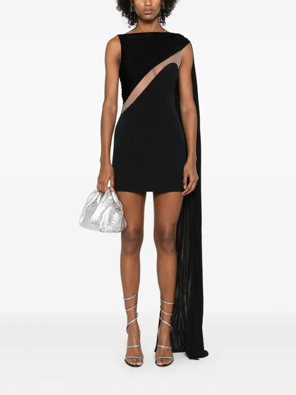 David Koma Tulle-insert Draped Mini Dress