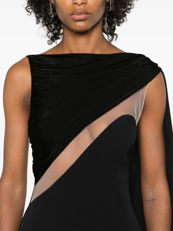 David Koma Tulle-insert Draped Mini Dress