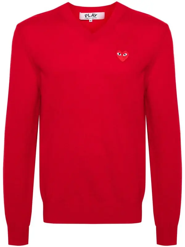 Play Comme Des Garcon Heart-patch Wool Jumper - Red