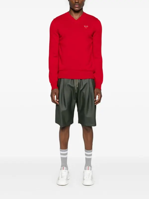 Play Comme Des Garcon Heart-patch Wool Jumper - Red