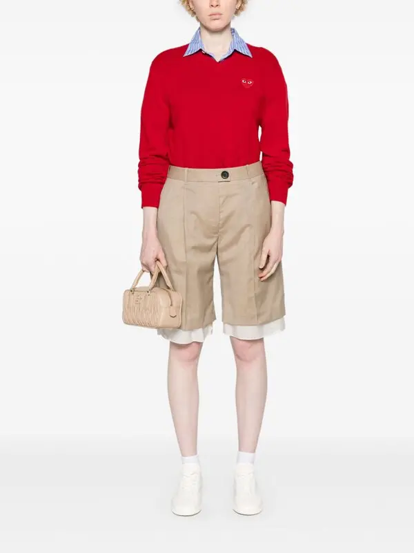 Play Comme Des Garcon Heart-patch Wool Jumper - Red
