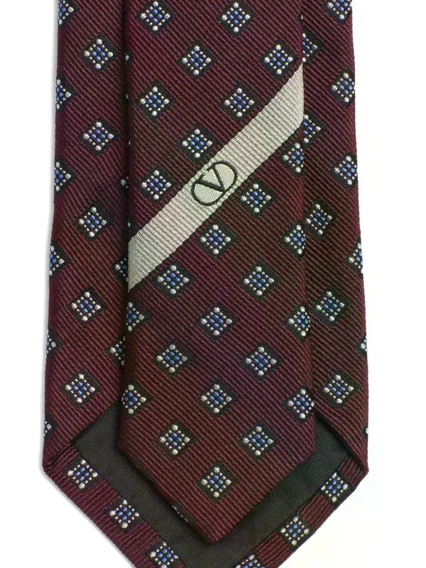 Valentino Garavani Micro-check Silk Neck Tie - Red